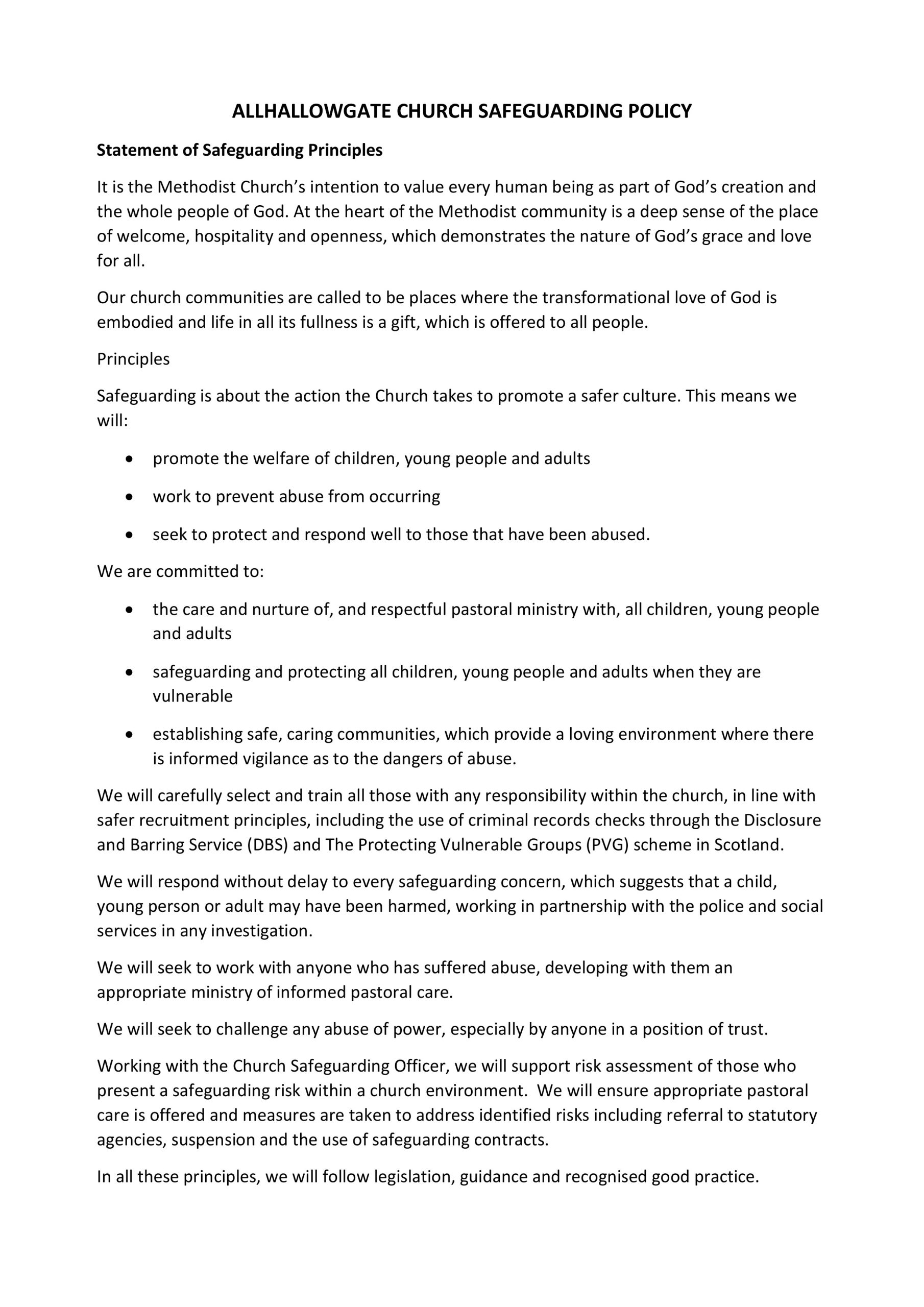 Safeguarding – Allhallowgate Methodist Church